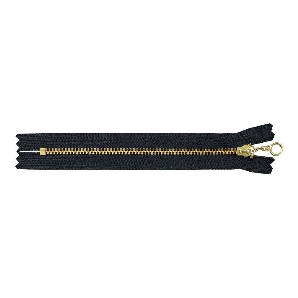 YKK 6" Zipper Chain/Pull - Black/Brass | Springfield Leather Co.